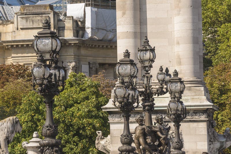 Vintage Streetlights in Paris Stock Photo - Image of vintage, landmark ...