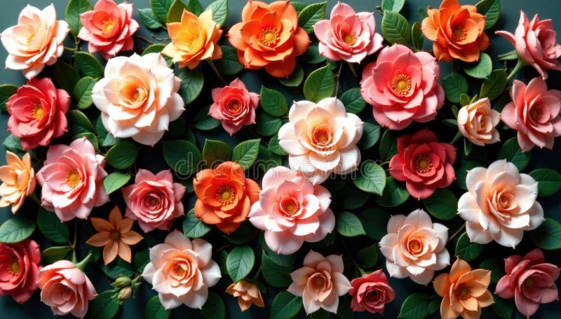 Vintage Style Artificial Flower Wall, Lush Blooms , Spring, Bloom Stock ...