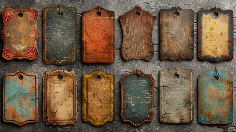 Vintage Style Blank Tags Arranged on a Rustic Surface Stock Image ...