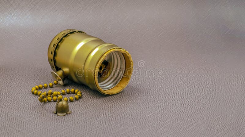 A Vintage Style Bronze Bulb-holder with a Switch As a Chain Stock Photo ...