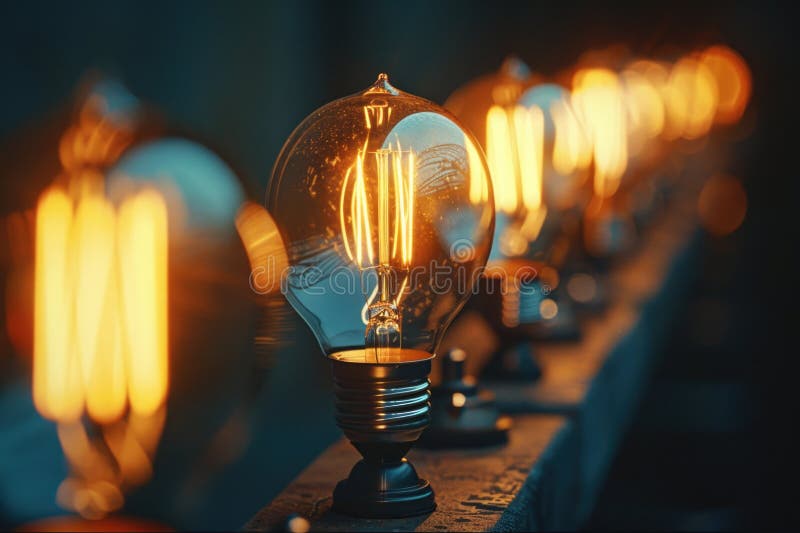 Vintage-style Bulbs with Orange Light Stock Image - Image of ambiance ...