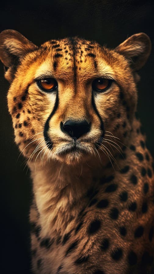 Vintage Style Cheetah on Dark Background. Stock Illustration ...