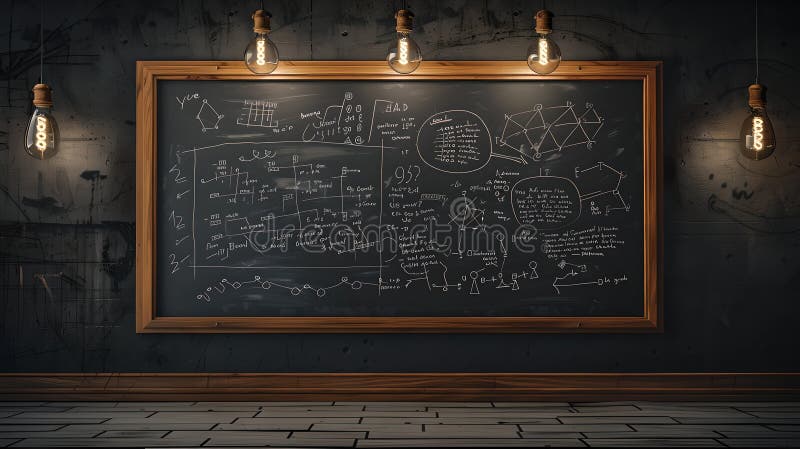 Large Chalkboard Full of Math Equations in Classroom Setting ...