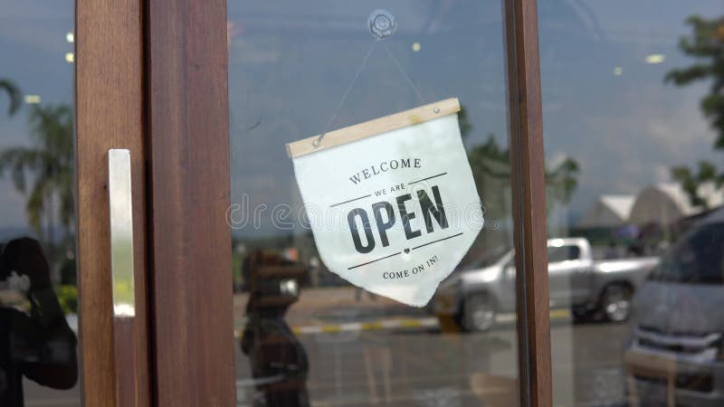 Coffee Shop Opening Sign during the Day Stock Footage - Video of ...