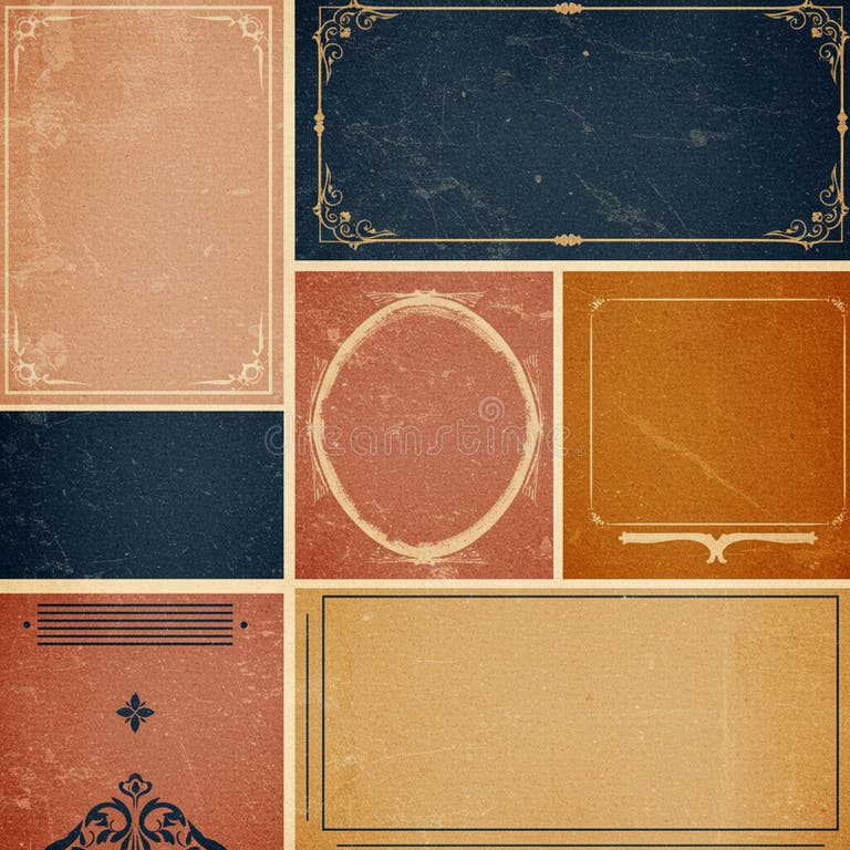 Vintage-style Collage Featuring Various Rectangular and Oval Frames ...