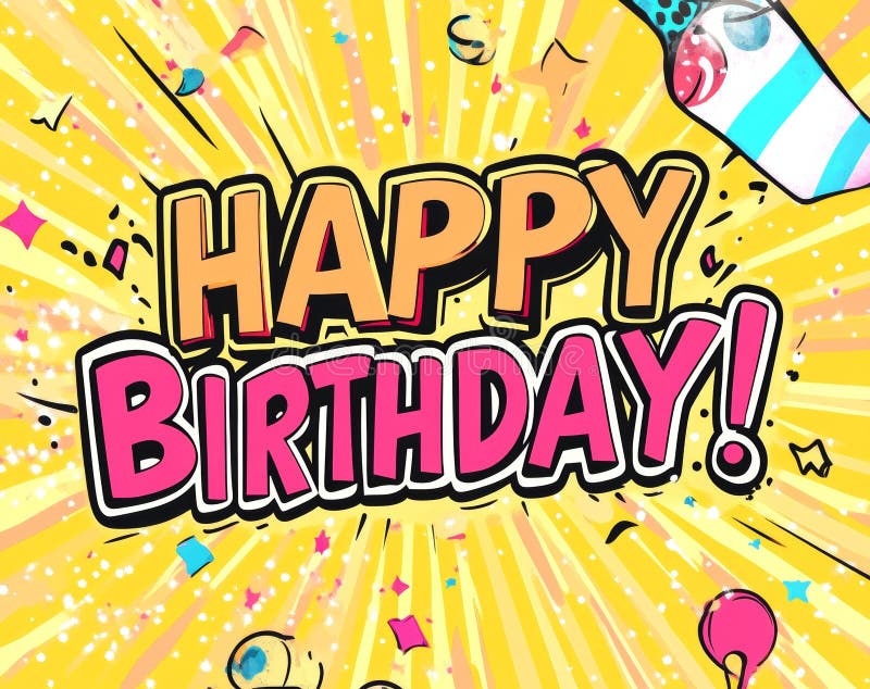 A Vintage Style Comic Book Bubble Sound Effect for a Happy Birthday ...