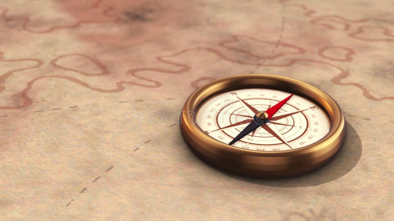 Vintage Style Compass Needle Spinning on Old Map Stock Footage - Video ...