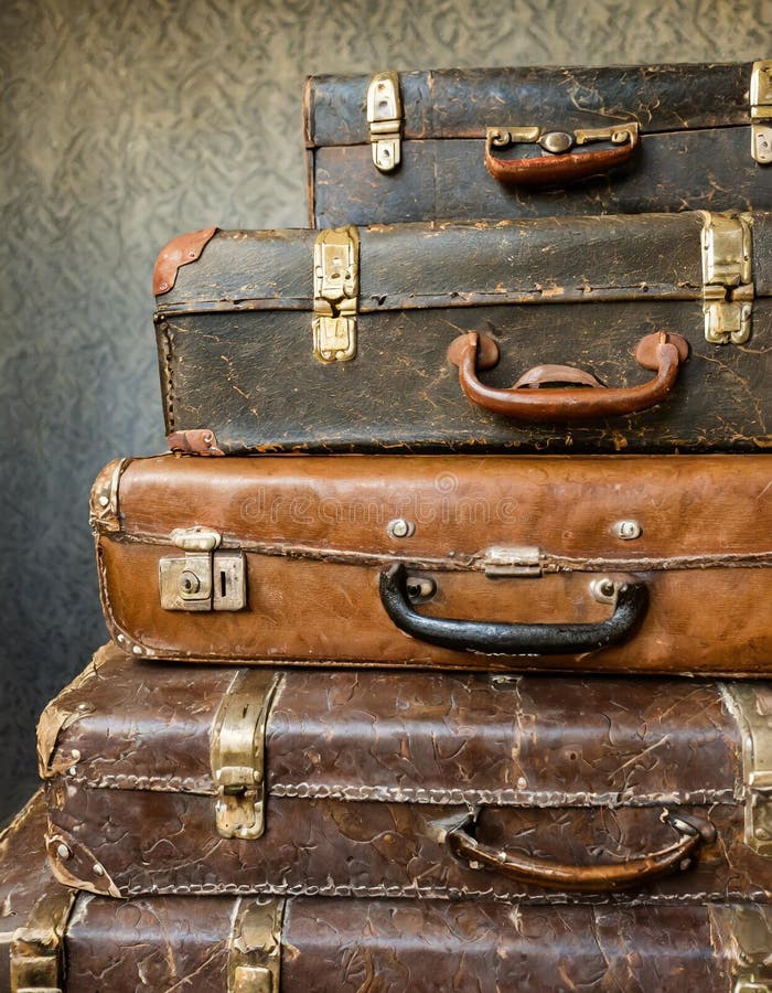 Stacked Antique Suitcases stock photo. Image of dirty - 23693348