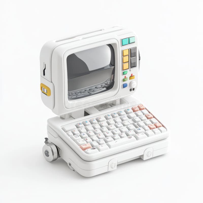 A Vintage Style Computer with a Cute Design, Featuring Colorful Buttons ...