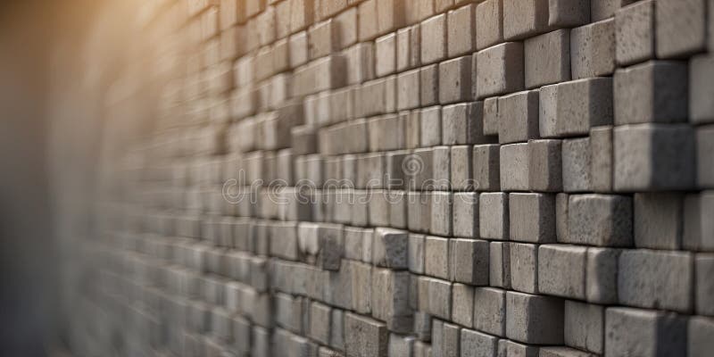Vintage Style Concrete Square Block Wall Design. Stock Image - Image of ...