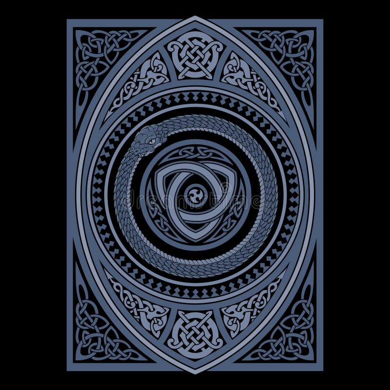 Vintage Style Design. a Coiled Ouroboros Snake Biting Its Own Tail and ...