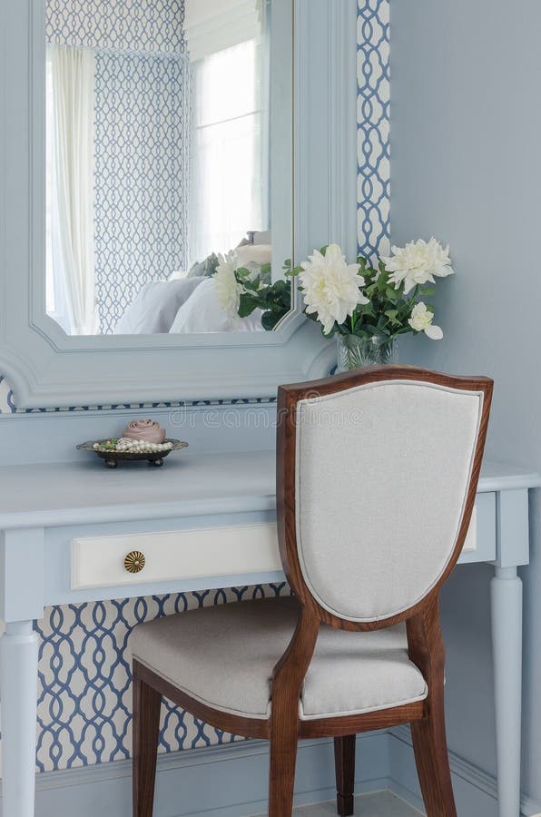 Vintage Style Dressing Table and Chair Stock Photo - Image of chair ...