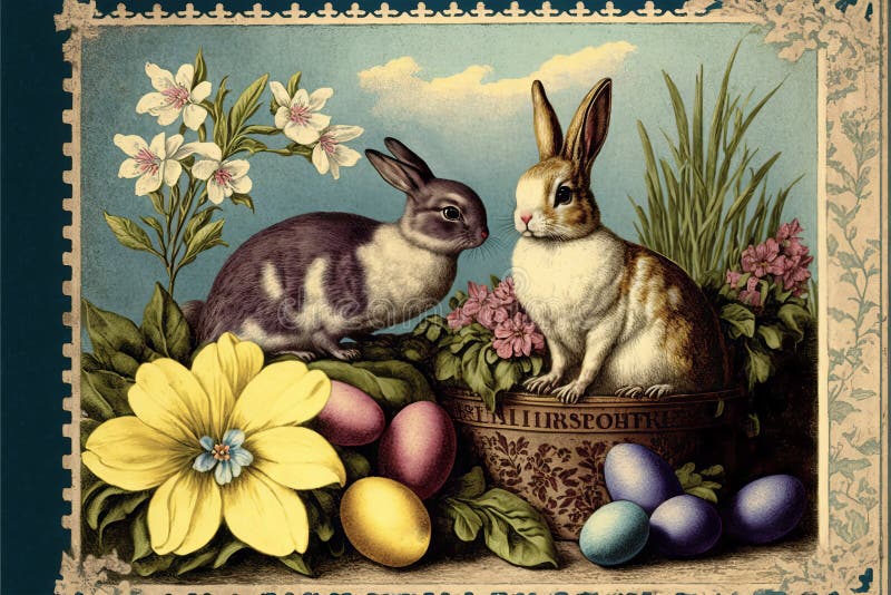Vintage Style Easter Greeting Card Design. Retro Scrapbook Background ...