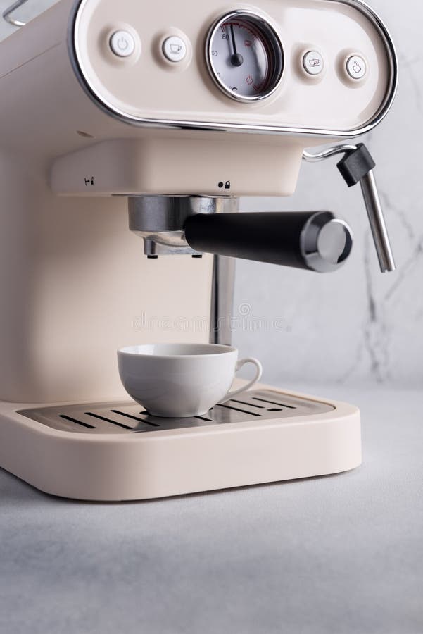 Vintage Style Espresso Machine Making Fresh Coffee Stock Photo - Image ...