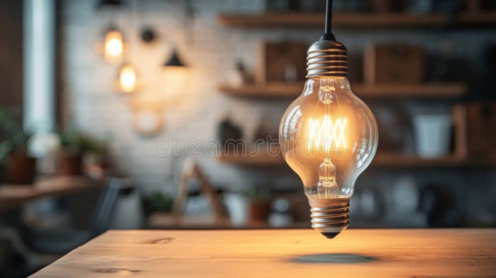 Vintage-style Filament Light Bulb in Cozy, Warm Setting Stock Photo ...