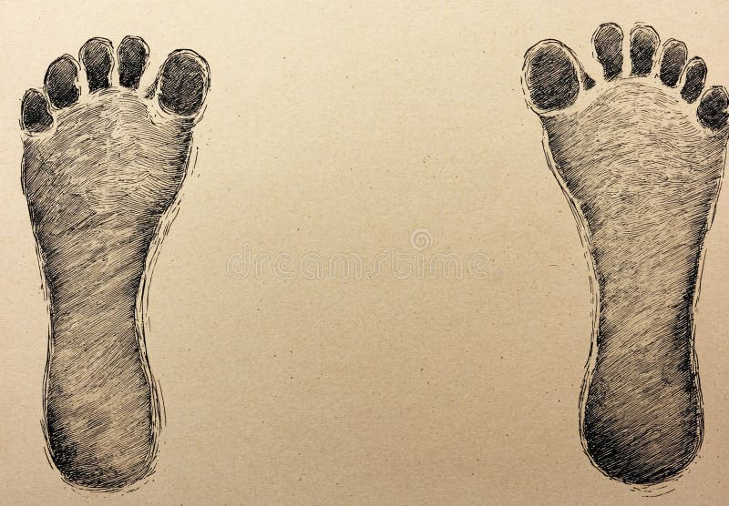 Vintage Style Footprints on Beige Paper Background High Quality Image ...