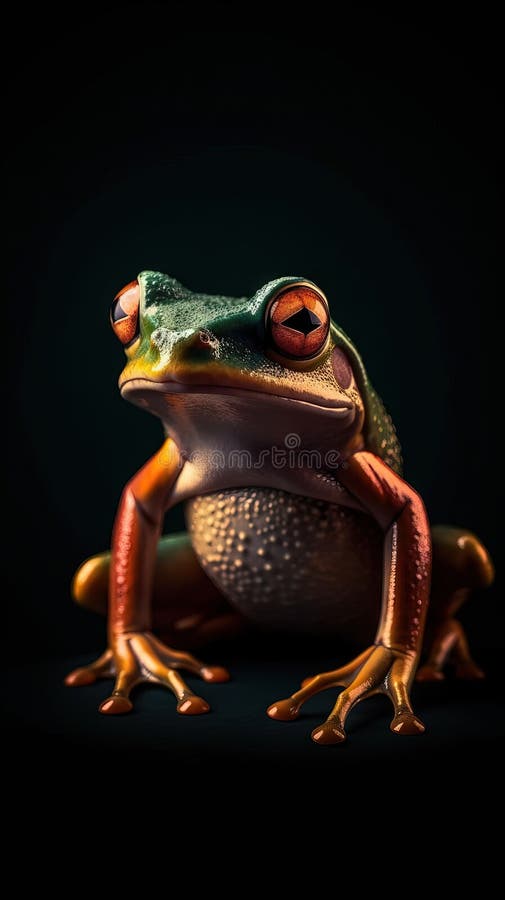 Vintage Style Frog on Dark Background. Stock Illustration ...