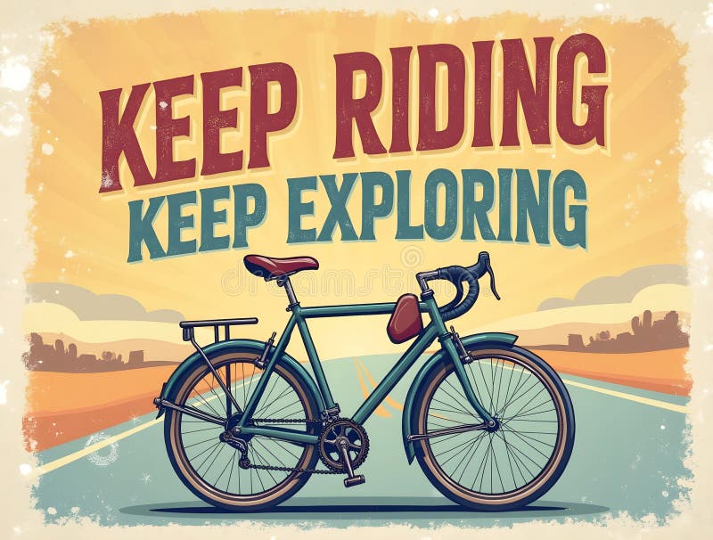 Vintage-style Illustration of a Bicycle with the Motivational Phrase ...