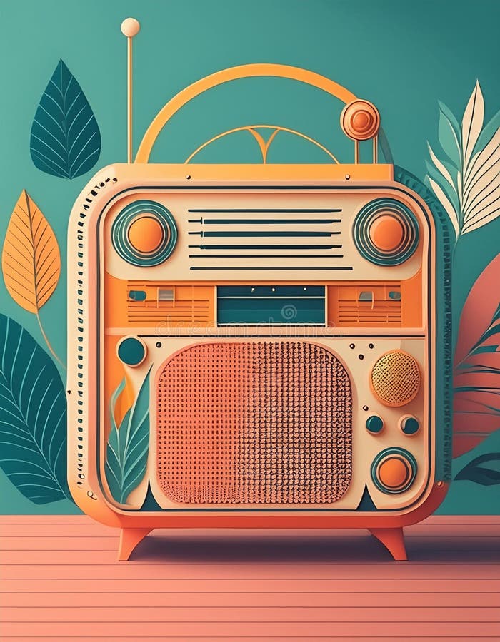 Vintage Style Illustration of an Old Radio Stock Illustration ...