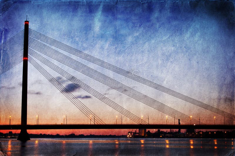 Vintage Style Image of Bridge at Night Stock Photo - Image of evening ...