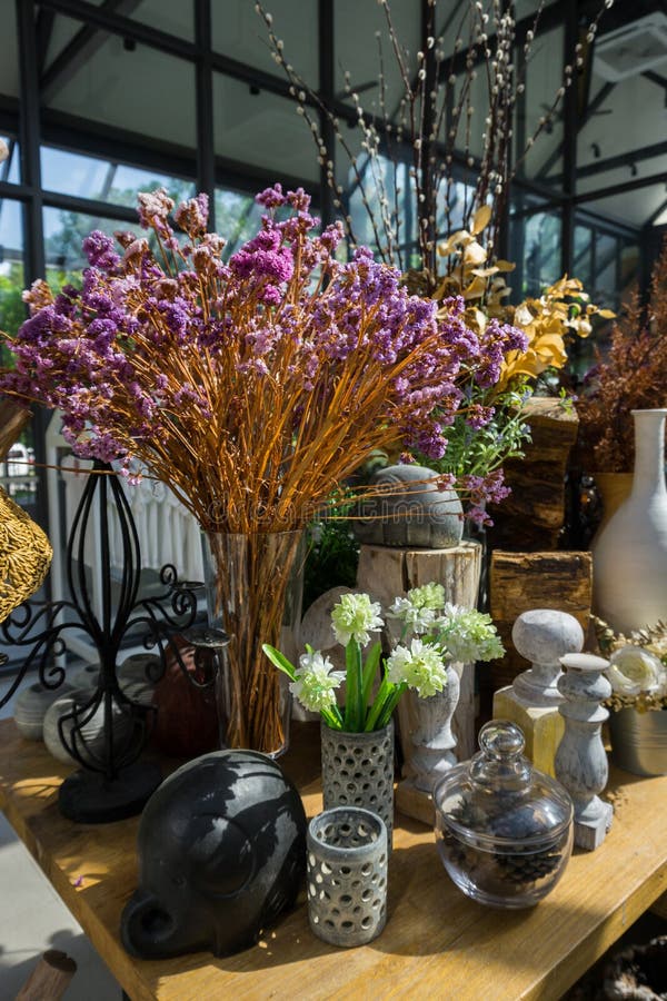 Vintage Style Interior Decoration with Various Flowers Stock Image ...