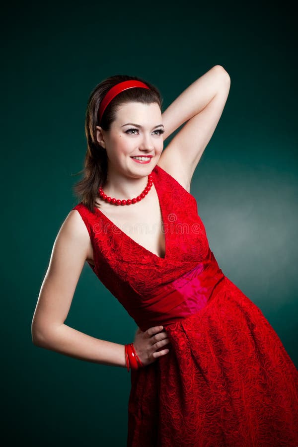 Retro Vintage Hair Style Half Updo and Make Up Stock Image - Image of ...