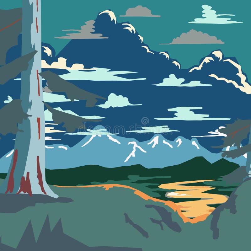 Vintage Style Landscape Background Retro Ads Print Vector Stock Vector ...