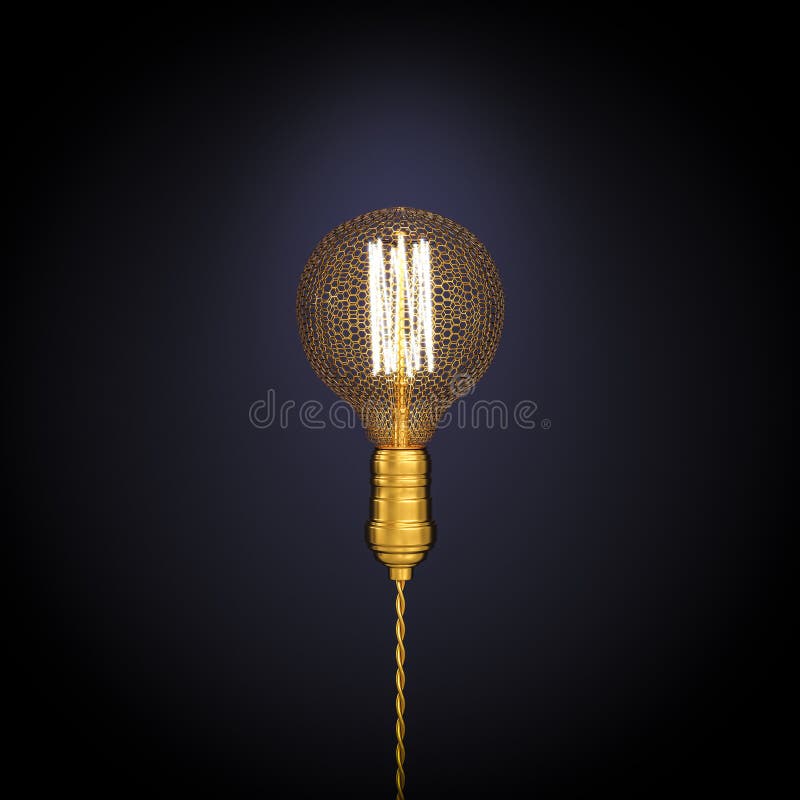 Vintage Style Led Bulb with Gold Grid Stock Image - Image of grid, bulb ...