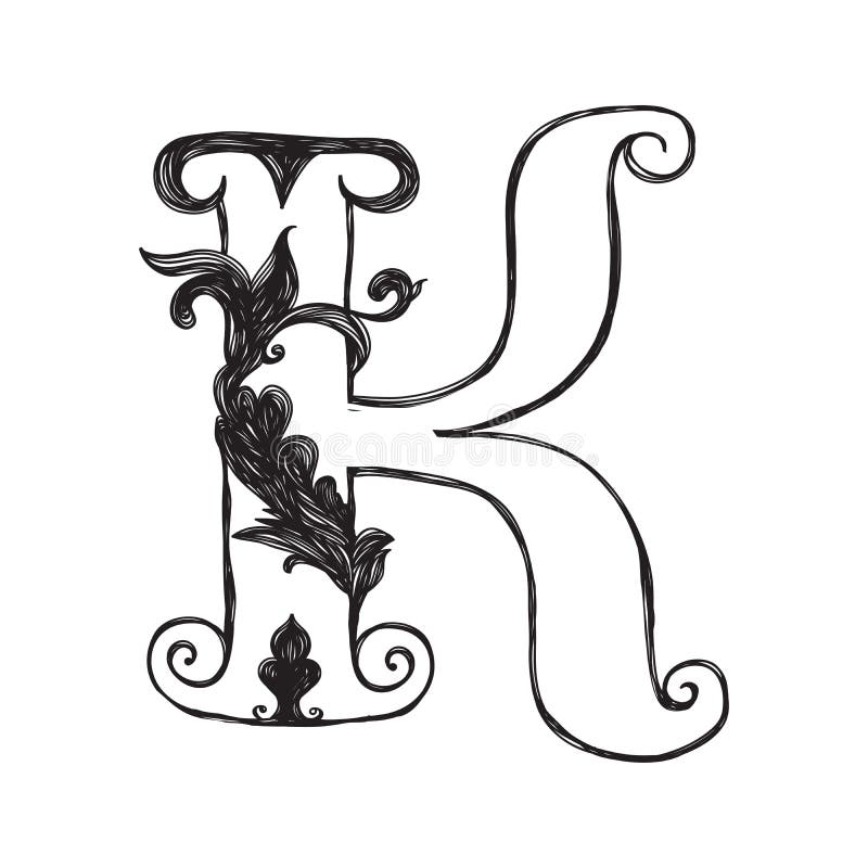 The vintage style letter K stock vector. Illustration of elegance ...