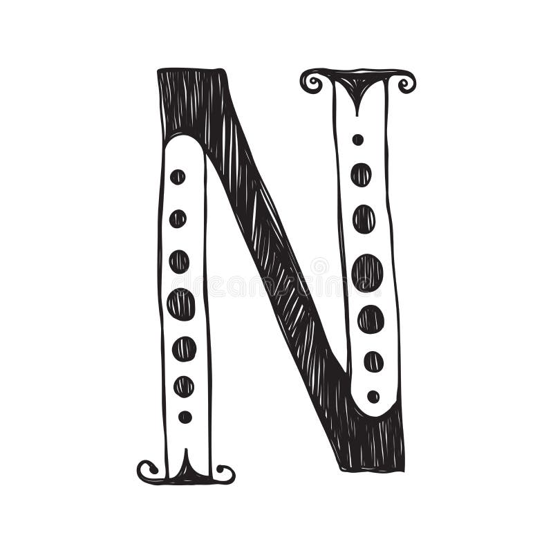 The vintage style letter N stock vector. Illustration of elegant - 81985988