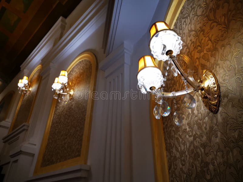 Vintage Style Lighting Objects on the Wall Stock Image - Image of ...
