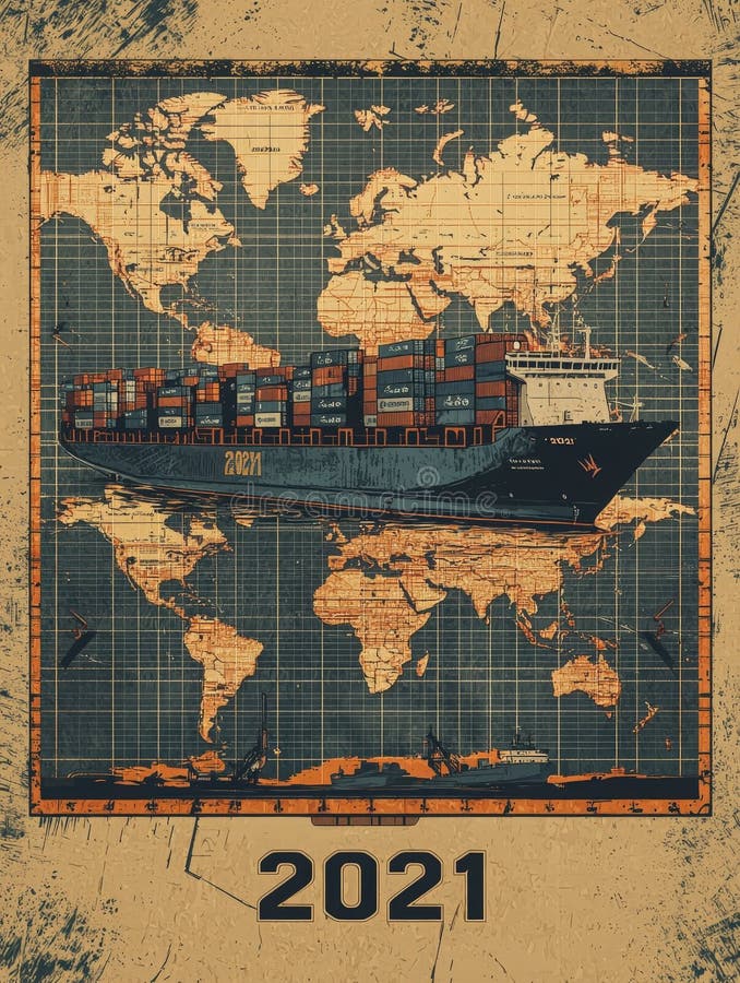 Global Shipping Routes in 2021 Highlighted on a Vintage Map with a ...