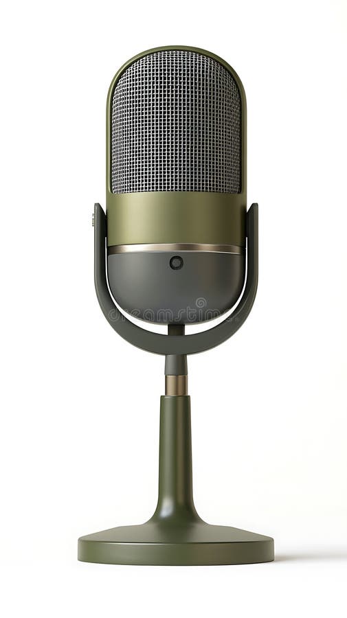 Vintage-style Microphone with a Green Finish, Featuring a Large ...