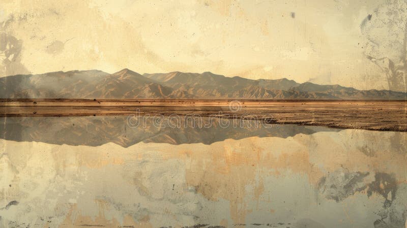 Vintage Style Mountain Landscape with Water Reflection Stock Image ...