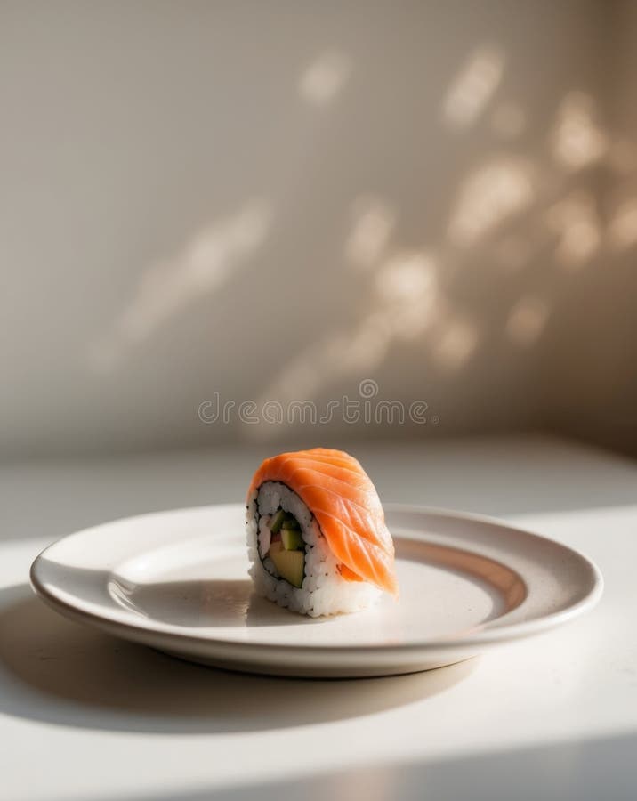 Vintage Style with Natural Lighting and Shadow Blurred Salmon Sushi on ...