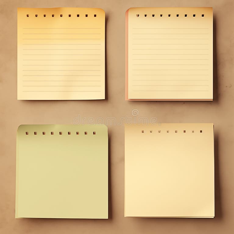 Digital Painting Collection Set of Vintage Note Paper. Stock ...