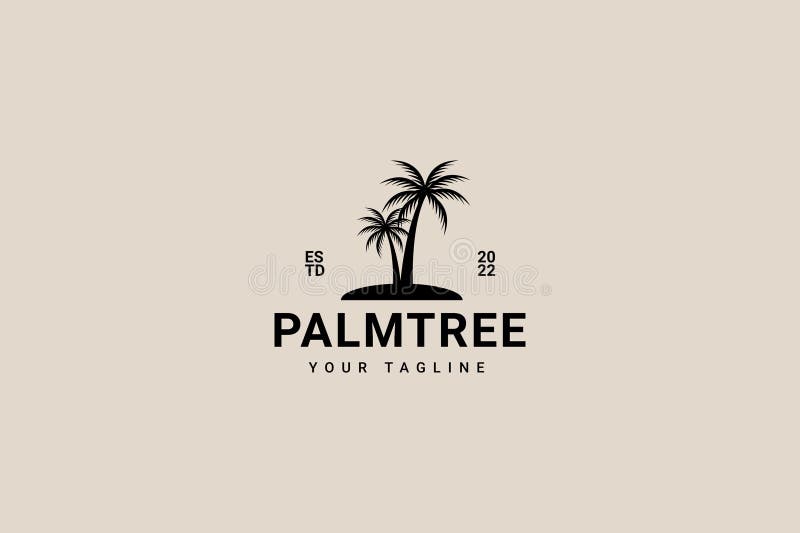 Vintage Style Palm Tree Design Template Stock Vector - Illustration of ...