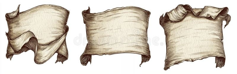 Vintage Style Paper Banners Old Scroll Design Elements Set Art Worn ...