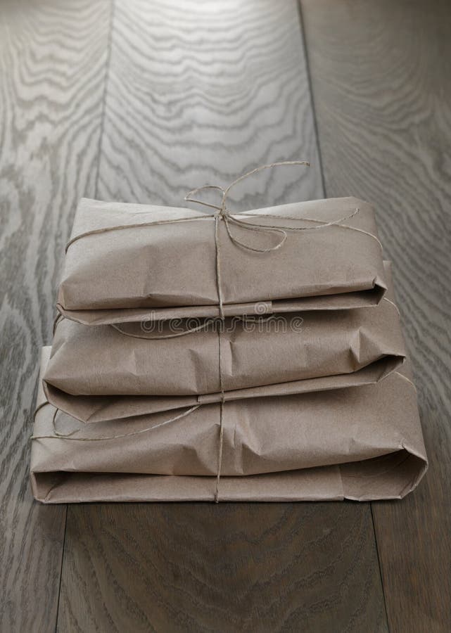 Vintage Style Parcels Wrapped with Rope Stock Image - Image of paper ...