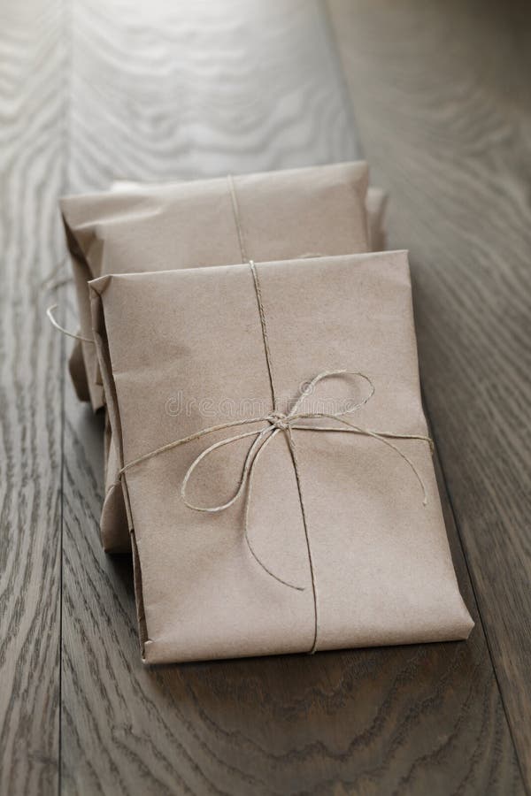 Vintage Style Parcels Wrapped with Rope Stock Image - Image of paper ...
