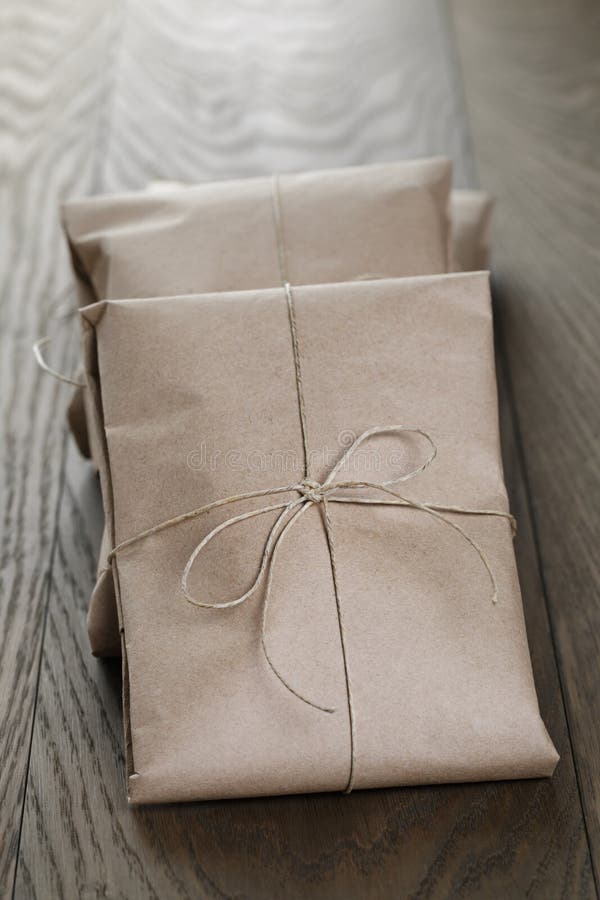 Vintage Style Parcels Wrapped with Rope Stock Image - Image of paper ...