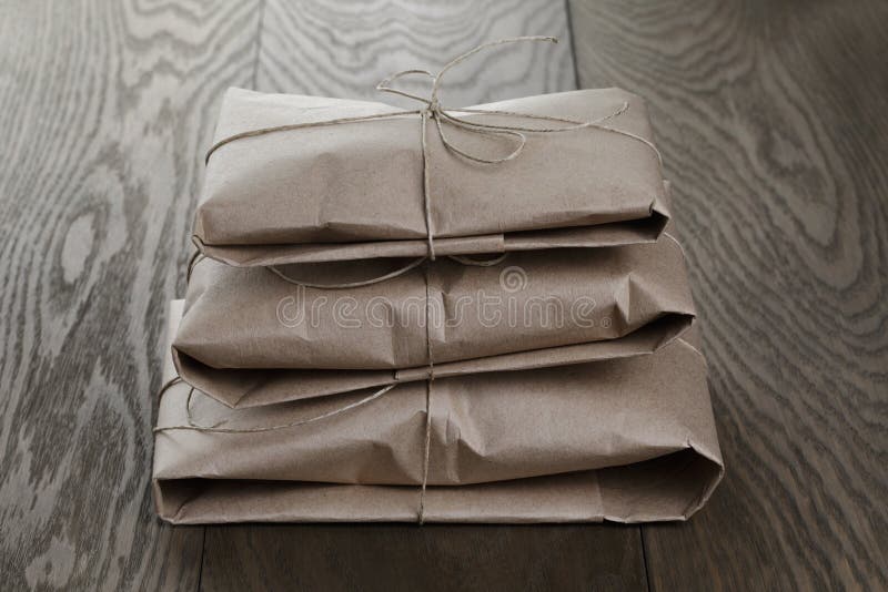 Vintage Style Parcels Wrapped with Rope Stock Image - Image of isolated ...