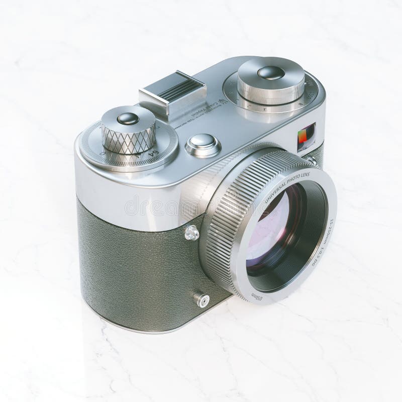 Vintage Style Photo Camera on Marble Table Stock Illustration ...