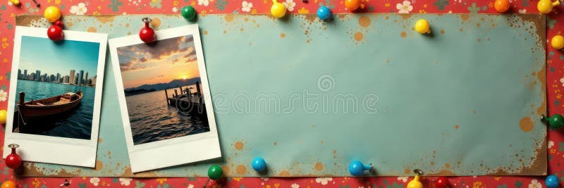 Vintage Style Photo Display, Pins Patterned Tape, Frame Design ...