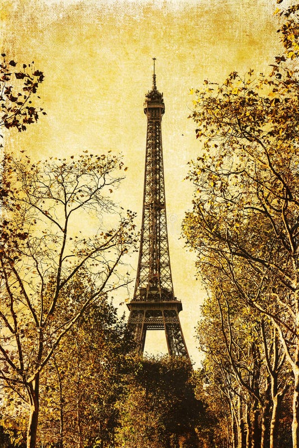 Vintage Style Picture of the Eiffel Tower Stock Image - Image of tower ...