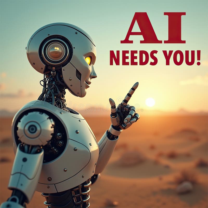 A Vintage Style Propaganda Poster Featuring a Robot Pointing at the ...