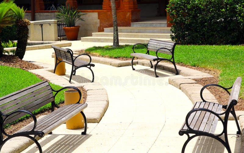 Vintage Style of Public Bench for Relax in Park. Stock Photo - Image of ...