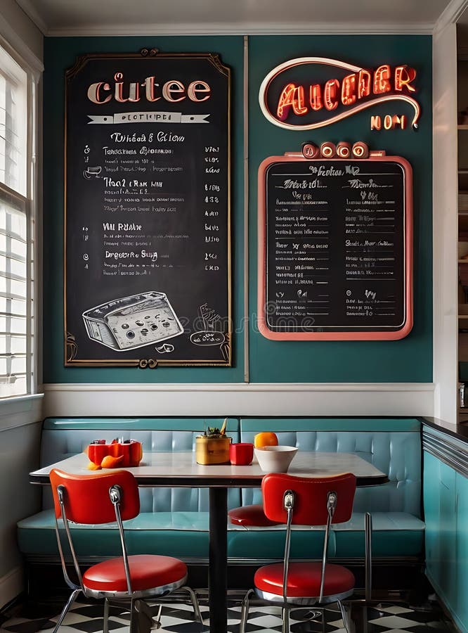 Vintage Style Retro Diner Kitchen. Stock Illustration - Illustration of ...