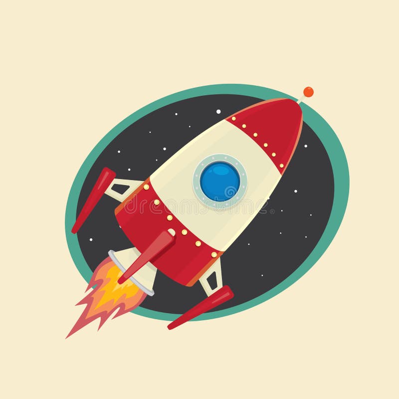 Vintage Style Retro Poster of Space Rocket Stock Vector - Illustration ...