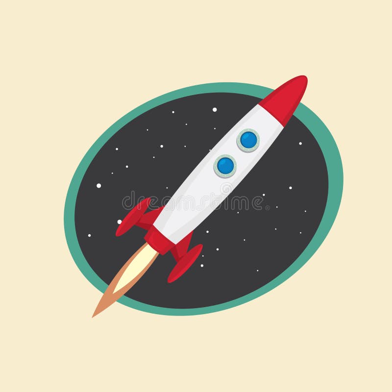 Vintage Style Retro Poster of Space Rocket Stock Vector - Illustration ...